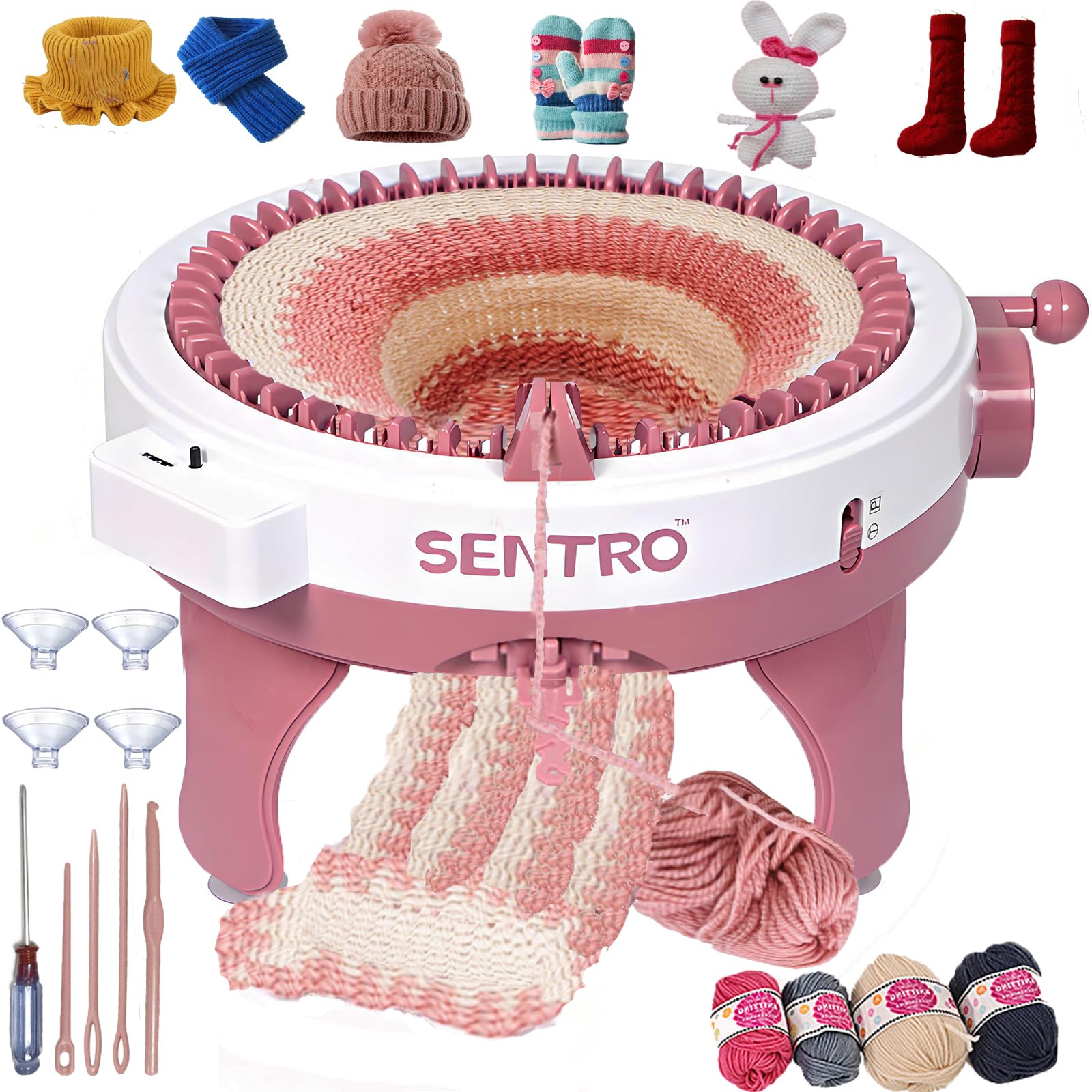 Amazon.com: PKHOUHYI Sentro Knitting Machine,48 Needles Knitting ...