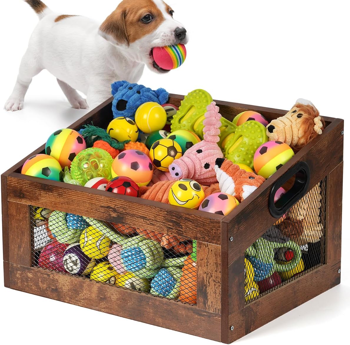 Amazon.com: QILICHZ Dog Toy Basket,Wood Dog Toy Box,Dogs Toys Storage ...