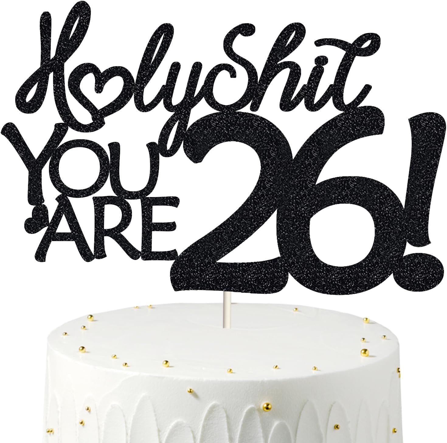 veegood Happy 26th Birthday Cake Topper 26 Birthday Cake Toppers-Black ...