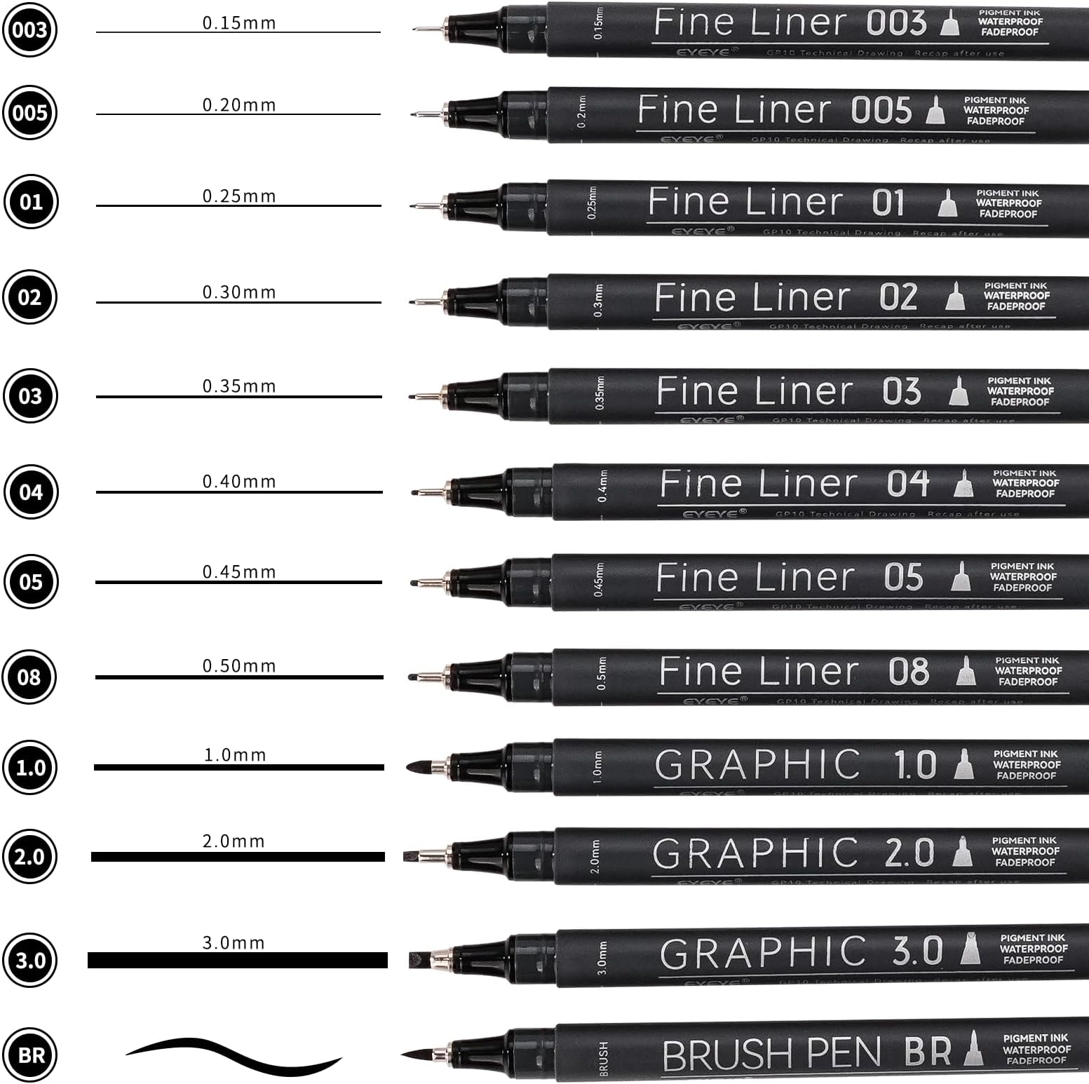 Amazon.com : EYEYE Micro Fineliner Pens, Black Drawing Art Pens,12 ...