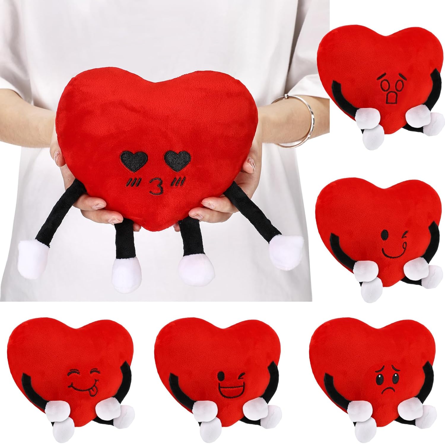 Amazon.com: Syhood 6 Pcs Heart Stuffed Plush Toy with Legs 9inch Heart ...