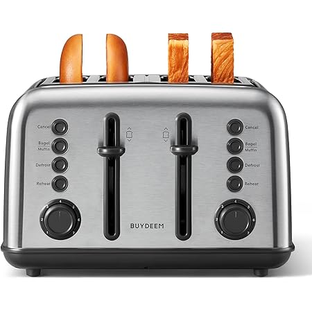 Amazon.com: Toaster 4 Slice, Extra Wide Slots, Stainless Steel with ...