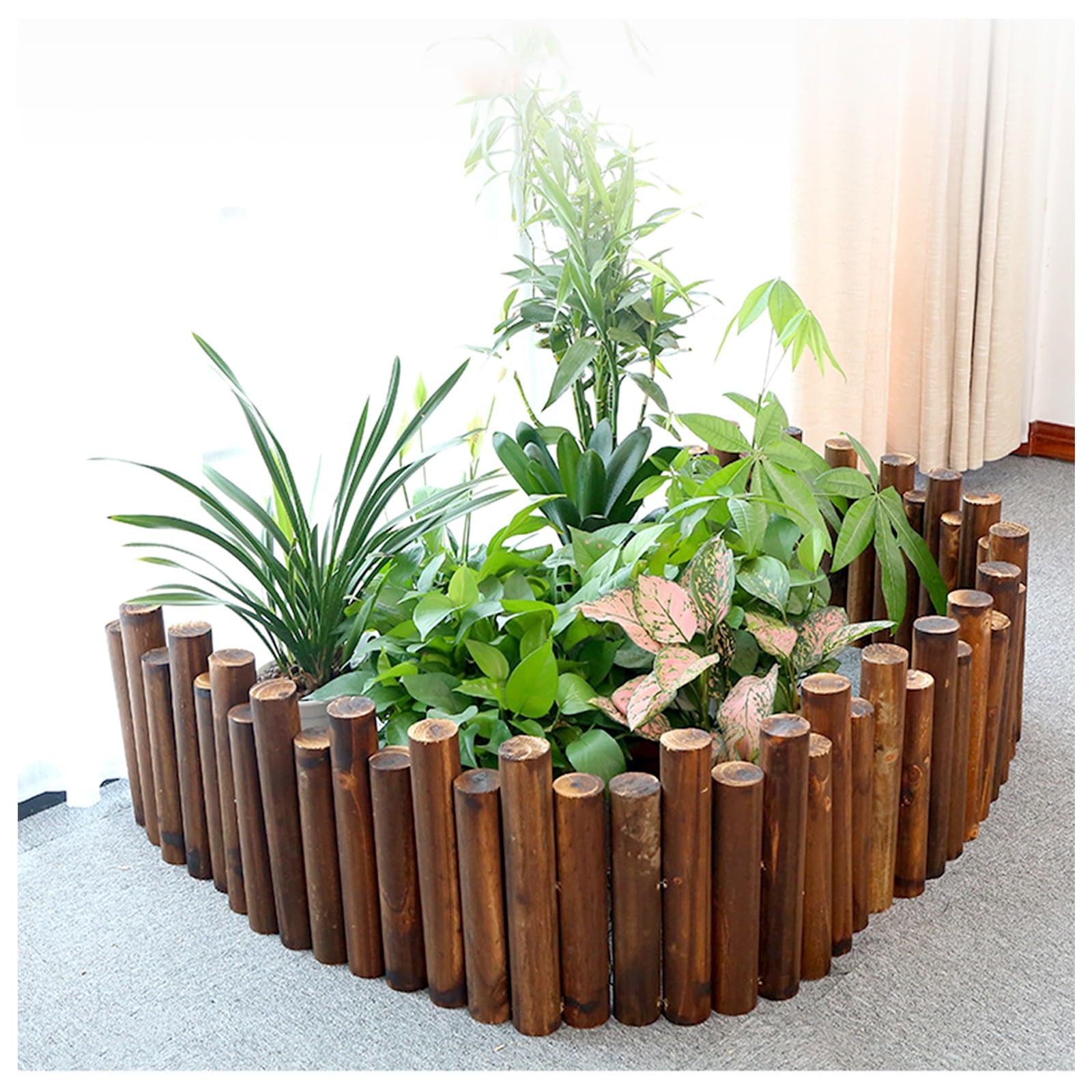Moss Garden Fence Beautiful Wooden Fence Made Stick Diamonds Stock