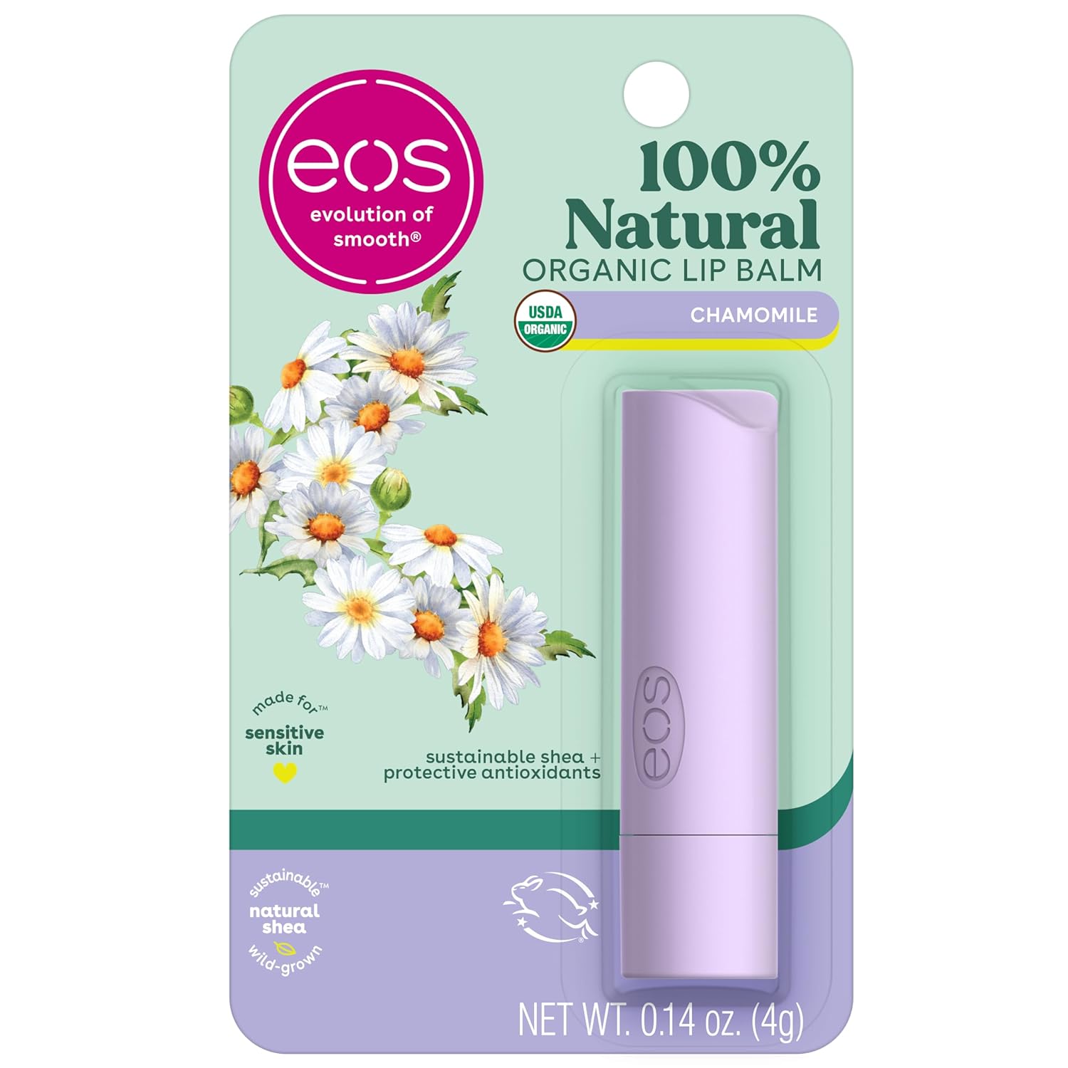 Amazon.com : eos 100% Natural & Organic Lip Balm Stick- Chamomile, All ...