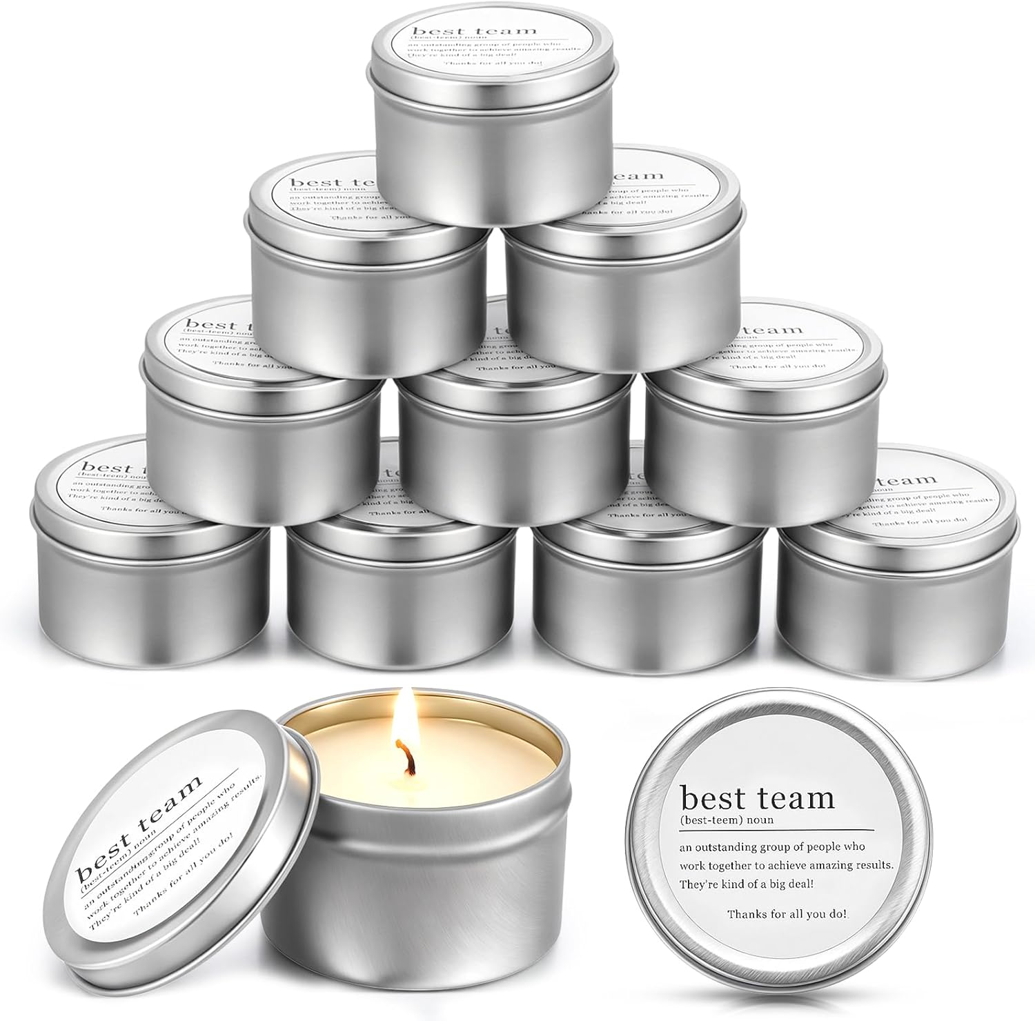 Amazon.com: MTLEE 12 Pcs Best Team Gifts Candles Bulk 3 oz Thank You ...
