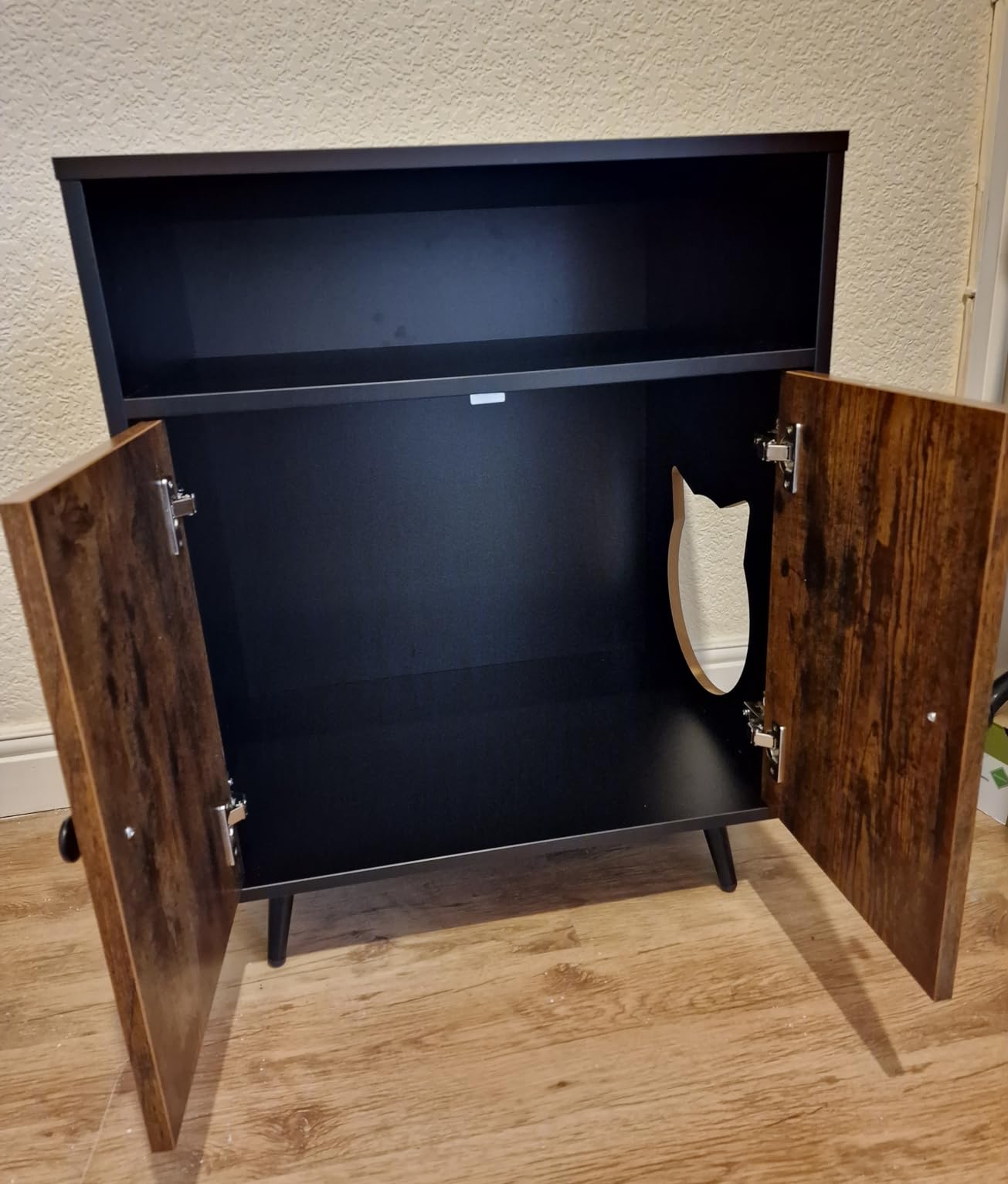 COSTWAY Cat Litter Box Enclosure, Wooden Hidden Kitty Washroom with ...