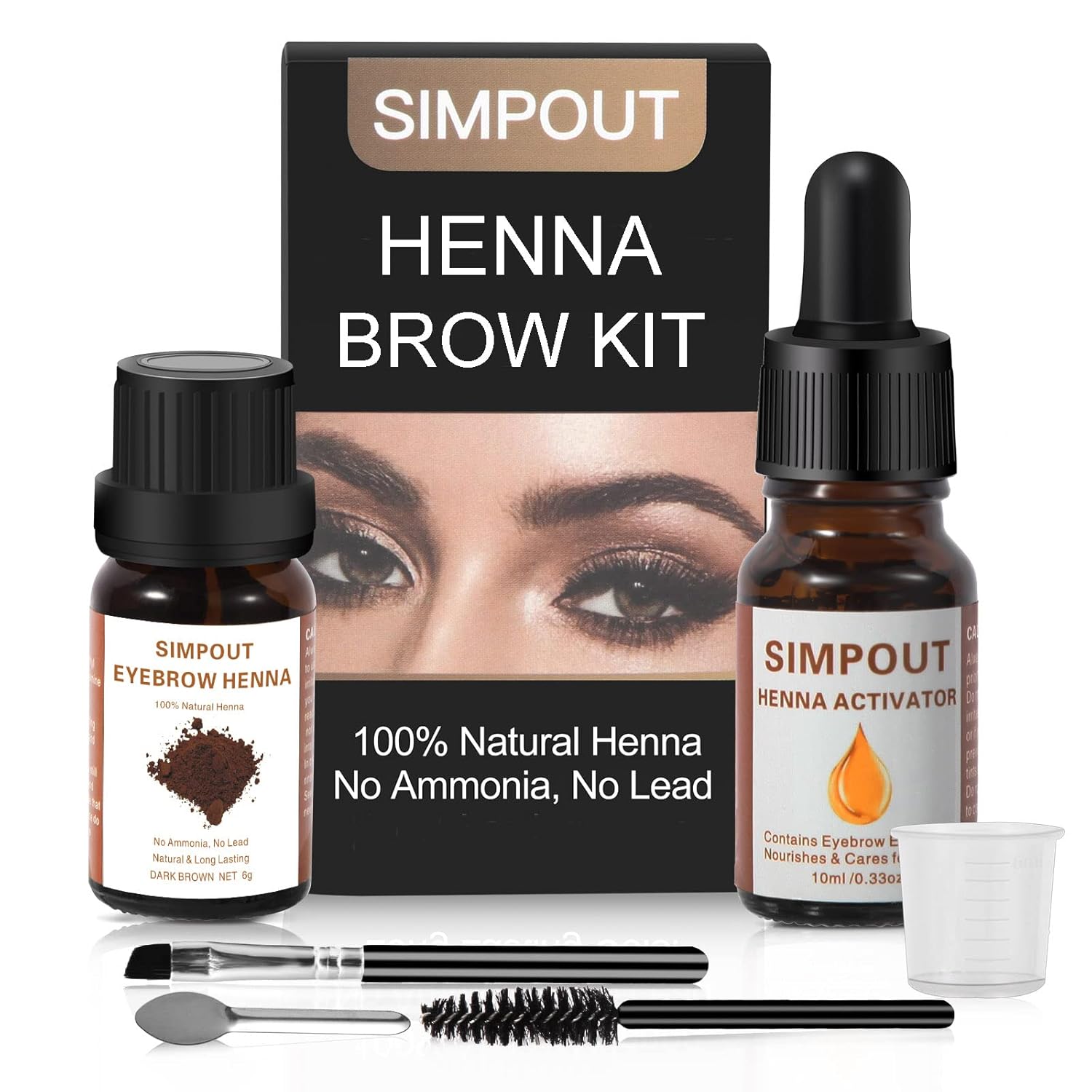 Amazon.com : Simpout Henna Eyebrow Tint Kit - Pure Natural Brow Color ...