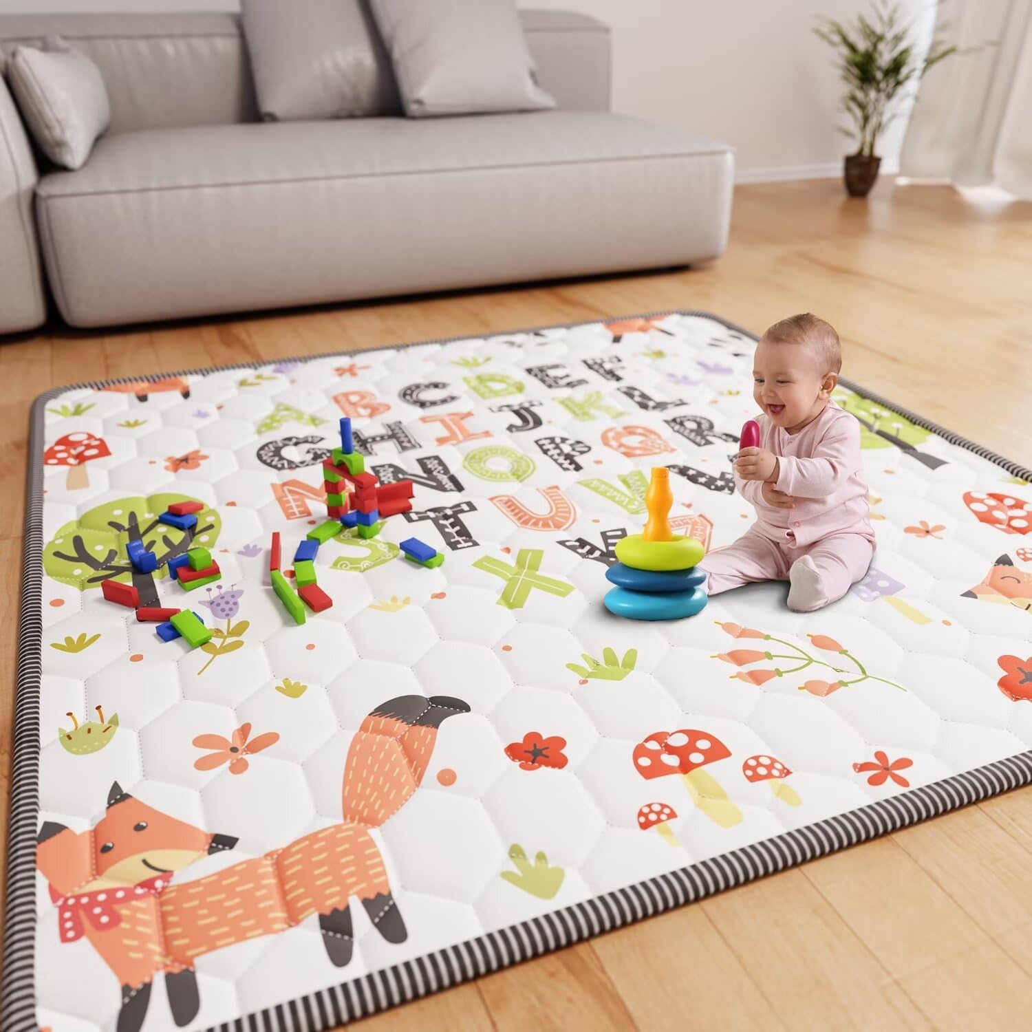 Amazon.com : Premium Foam Baby Play Mat, 36x36 Inch Foldable and ...
