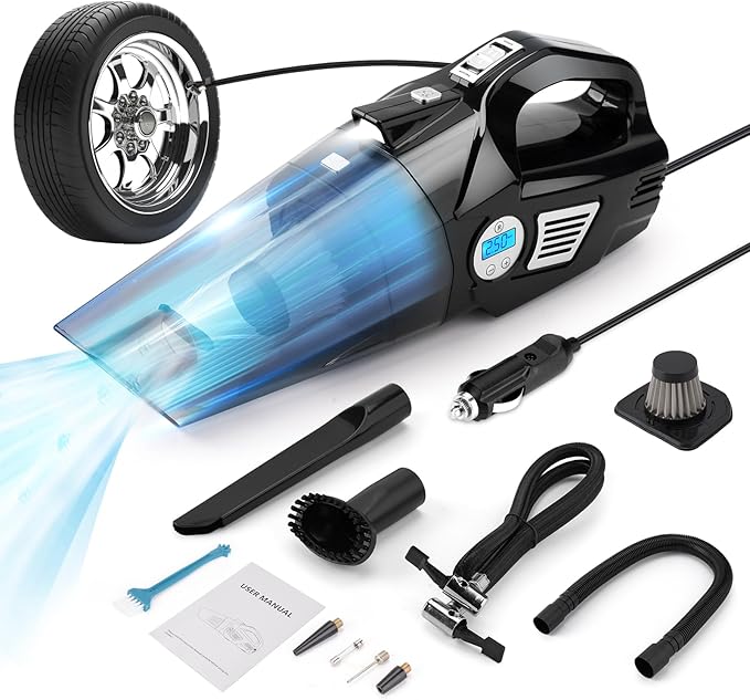 Xoopla 2 in 1 Handheld Vacuum Cleaner Portable Air Compressor, 8KPa Car ...