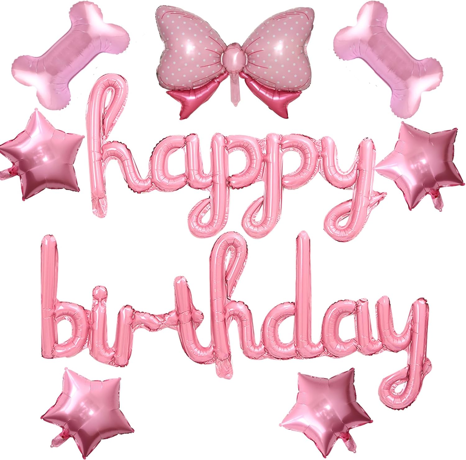 Amazon.com: Pink Birthday Decorations Pink Happy Birthday Balloons Banner Decorations Set 16 ...