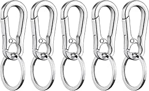 sweetfamily 5 Pcs Metal Keyring Carabiner Keychain Key Ring Chain Clip ...
