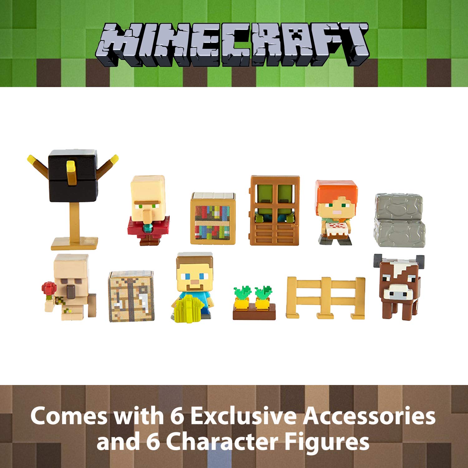 Mattel Minecraft Village Biome Figures Pack | Mini-Figure Nether Biome ...