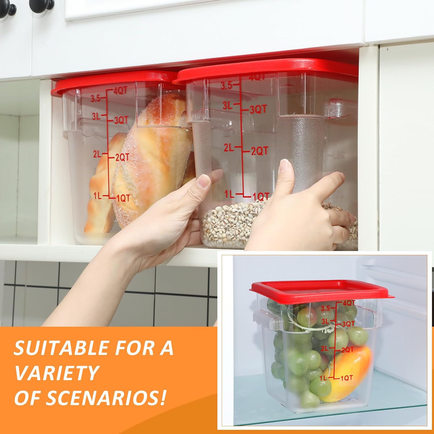 Yungyan 6 recipientes comerciales de almacenamiento de alimentos de 4 ...