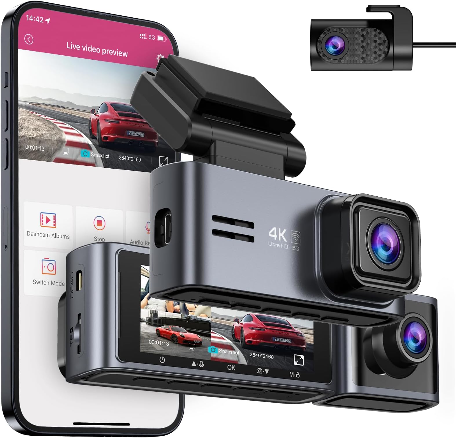 Amazon.com: Kingslim D4 4K Dual Dash Cam with Built-in WiFi GPS, Front ...