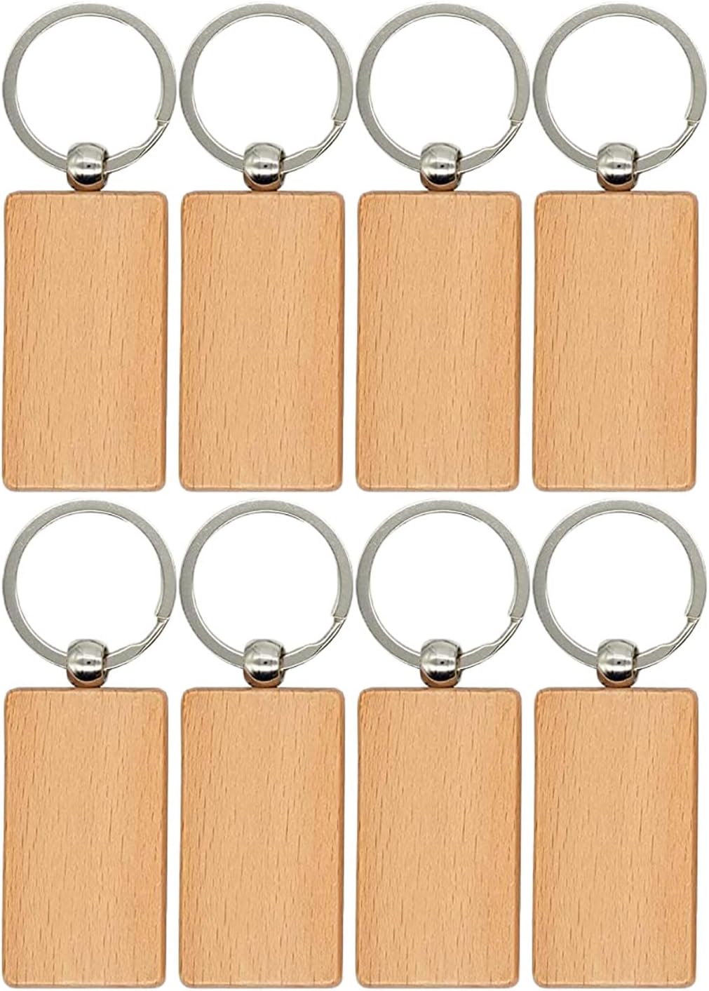 Amazon.com: ANCIRS 100pcs 45x20mm Rectangle Wooden Tags for Keychain ...
