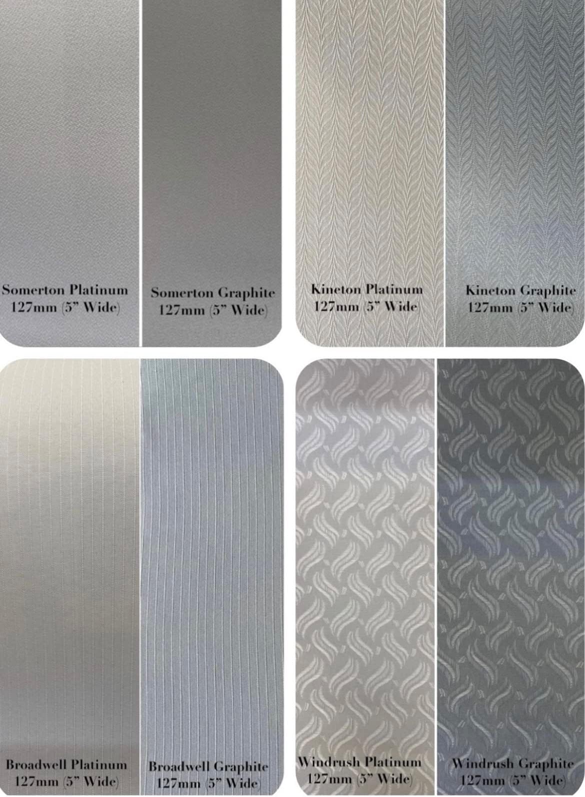 Grey Blinds - Vertical Blinds Slats - Made to Measure 127mm (5'') with ...