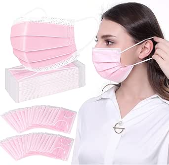 Amazon.com: Pink Disposable Face Mask Individually Wrapped - 100 Pack ...