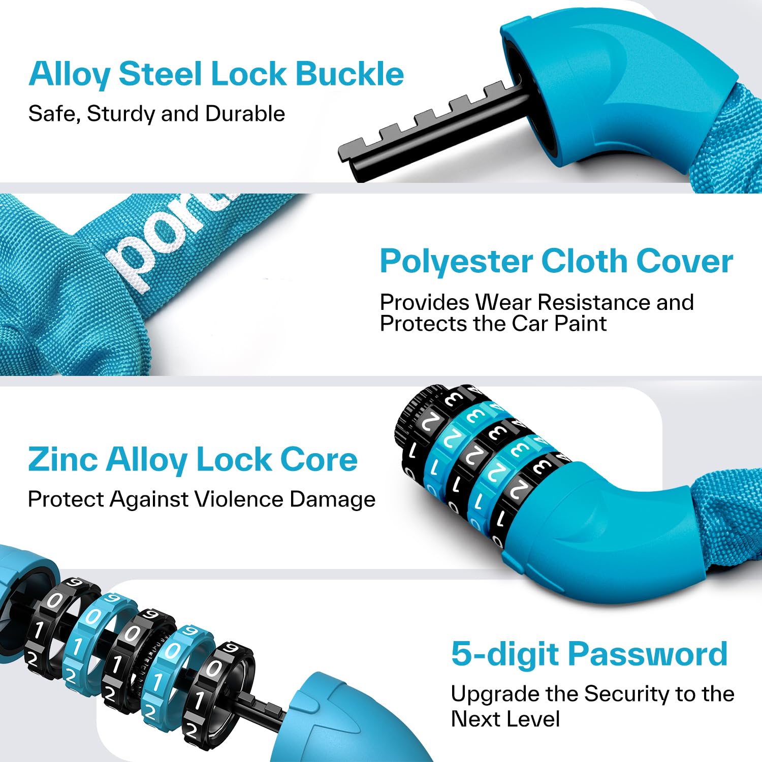 Snapklik.com : Sportneer Bike Lock - 5 Digit Combination High Security ...