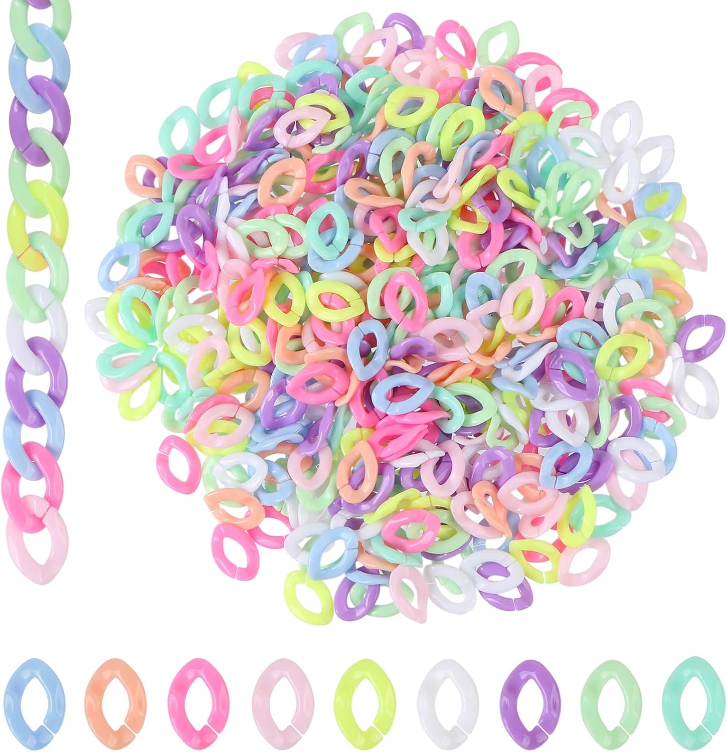 Amazon.com: UHOMENY 500Pcs Acrylic Linking Rings, Assorted Candy Colors ...