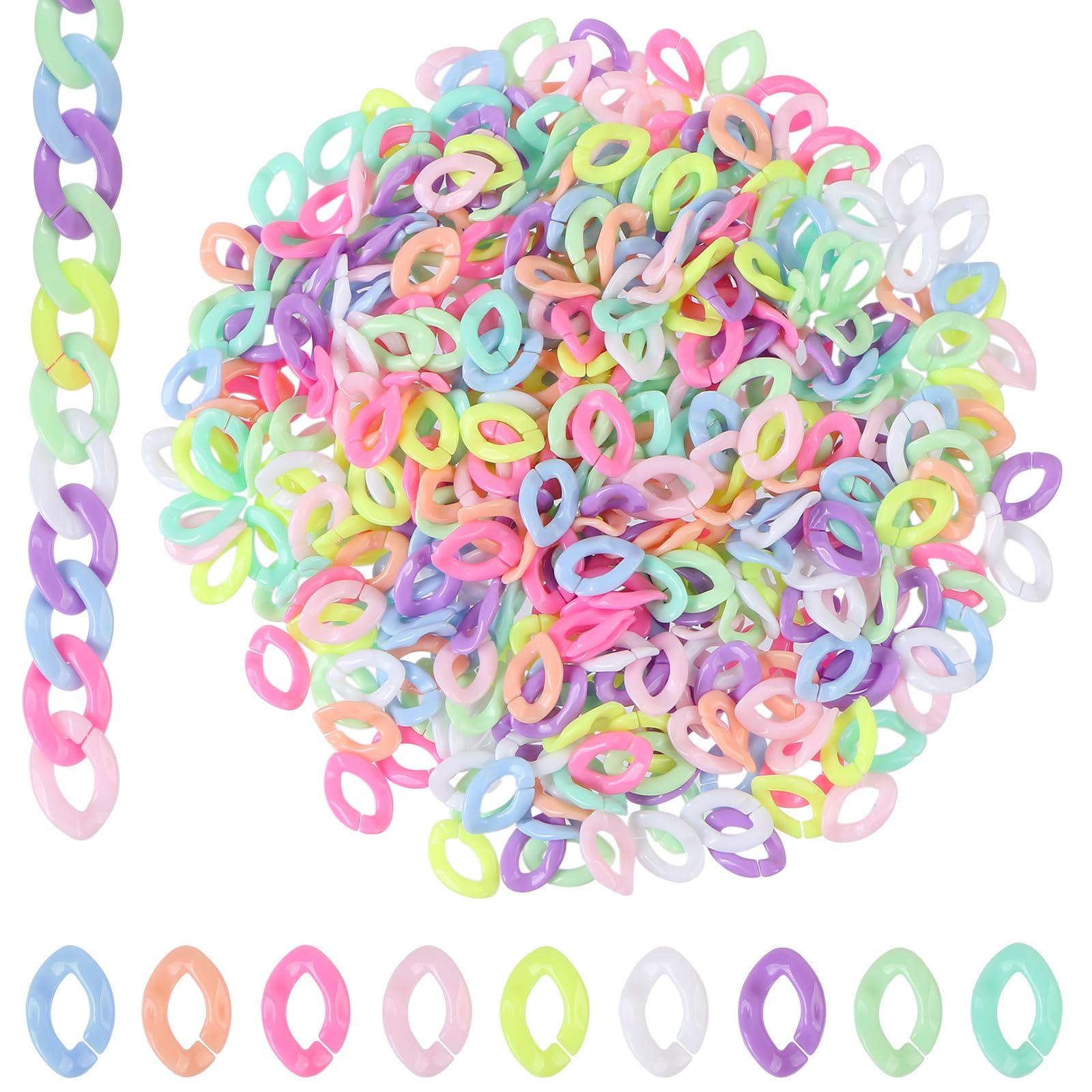 Amazon.com: UHOMENY 500Pcs Acrylic Linking Rings, Assorted Candy Colors ...