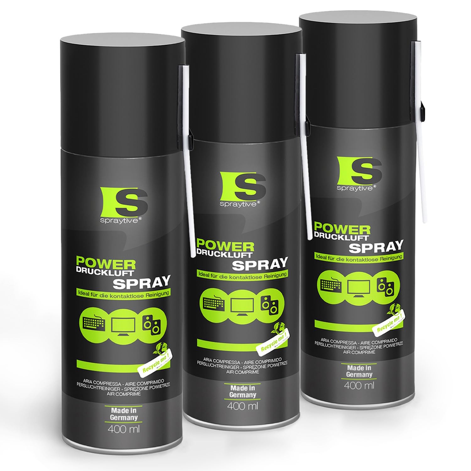 3 x 400 ml Spraytive Power Druckluftspray/Druckluftreiniger: Mit 10cm ...