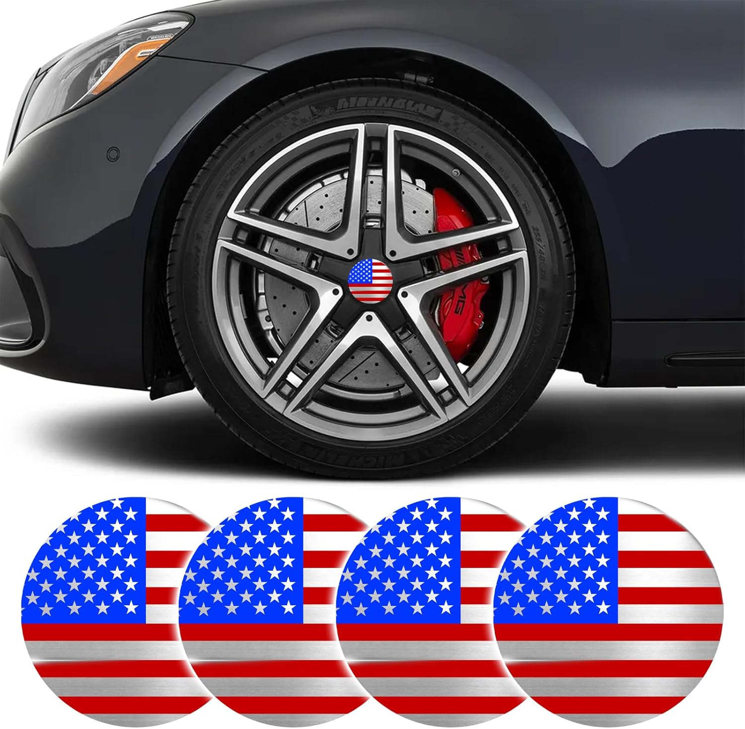 Hirificing 4PCS TRD Center Caps Stickers, American Flag Wheel Center ...