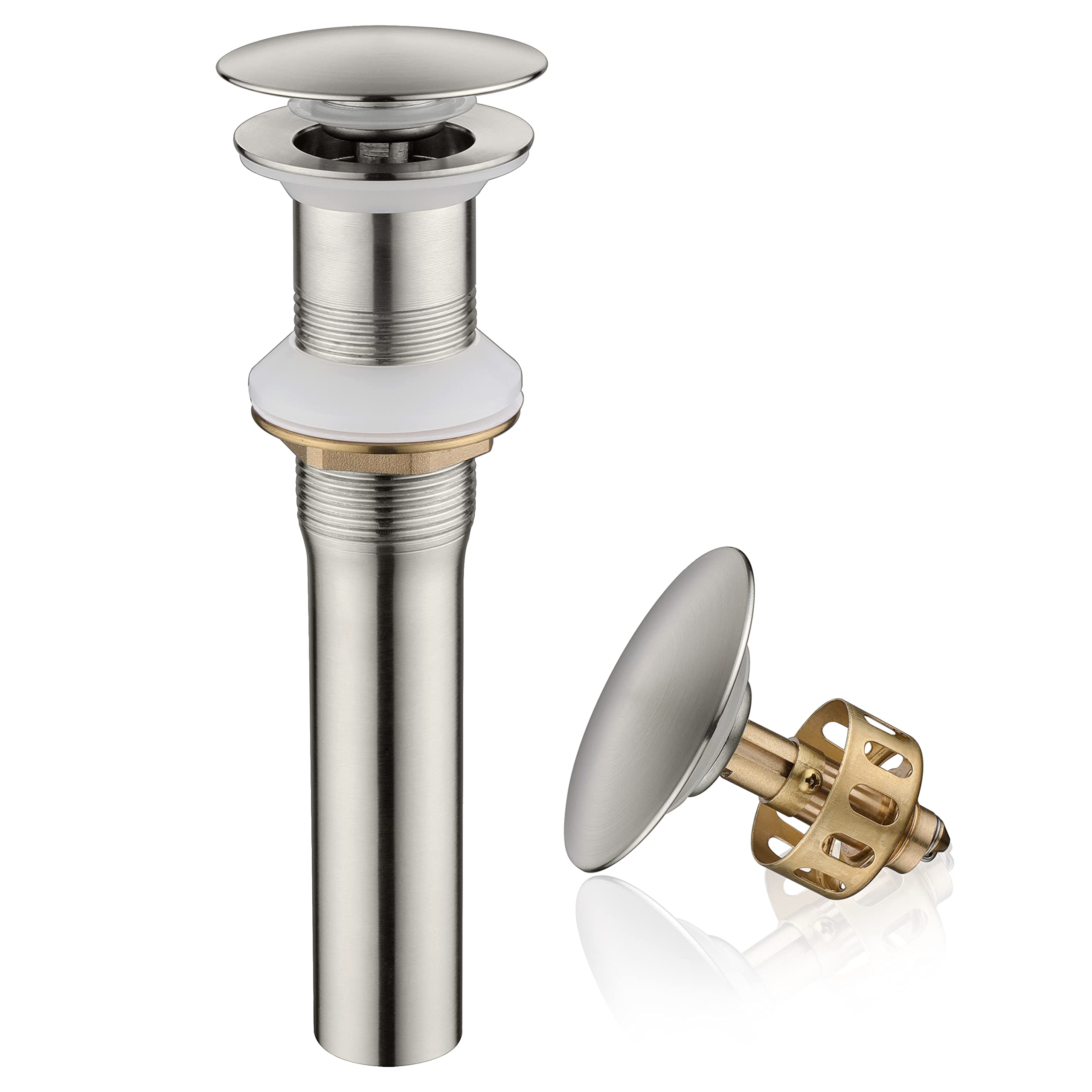 Amazon.com: Pop up Sink Drain Stopper Without Overflow Brushed Nickel ...