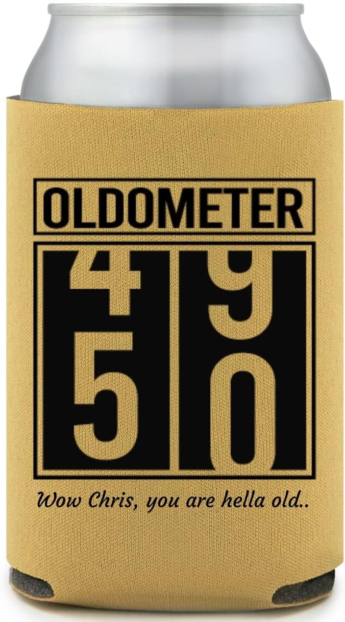 Amazon.com: 50th Birthday Oldometer Full Color Can Coolers (Gold): Home ...