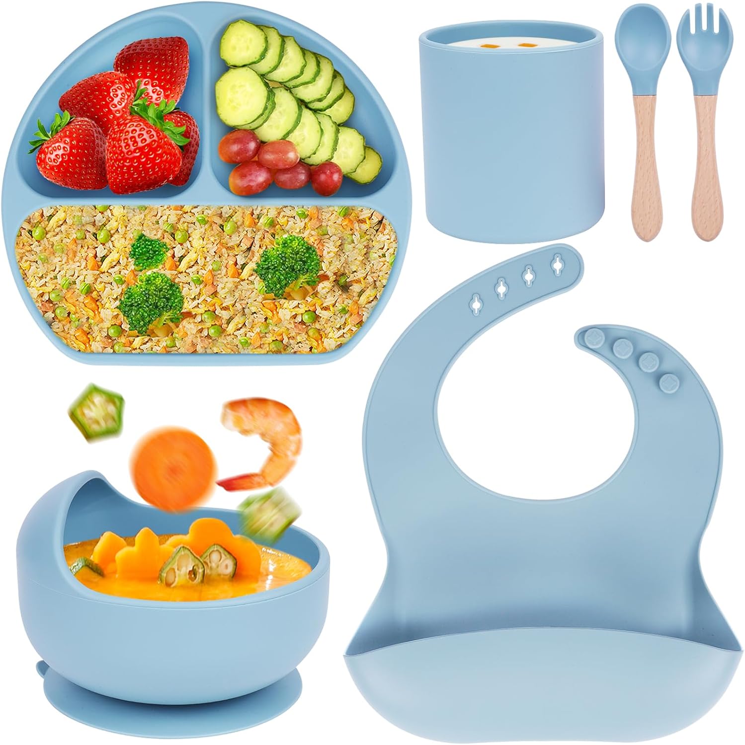 Amazon.com: Willbetter Silicone Baby Feeding Set|6 pcs Premium BPA-Free ...