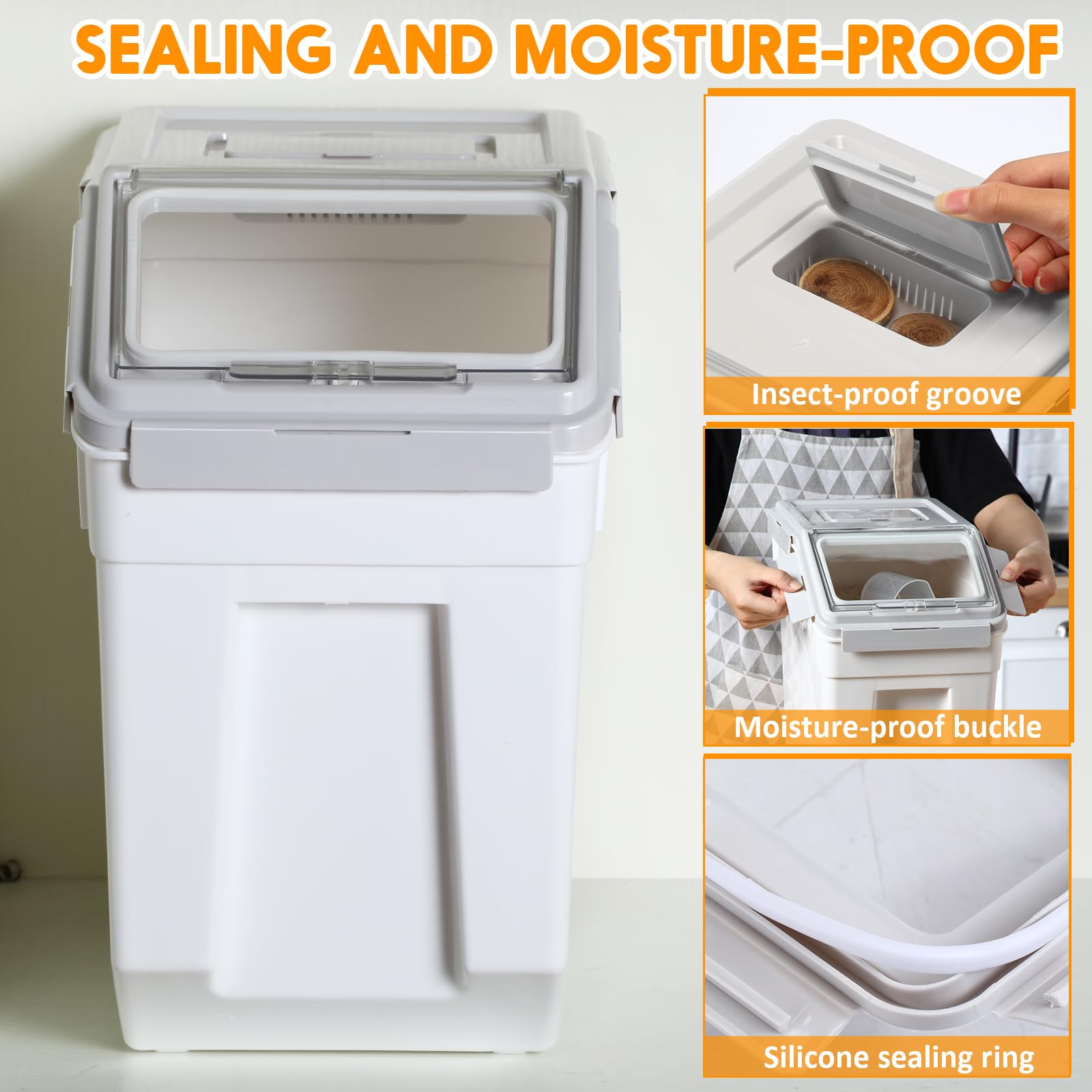 Umigy 4 Pcs Plastic Rice Storage Container Food Containers Set with ...