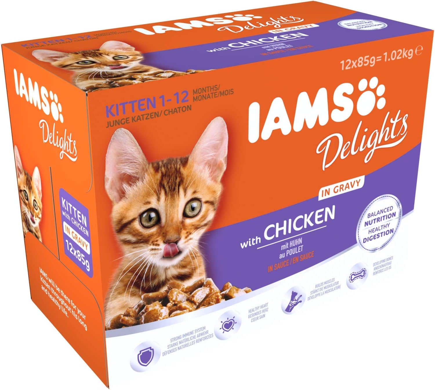 IAMS Delights Complete Wet Cat Food for Kittens Chicken in Gravy ...