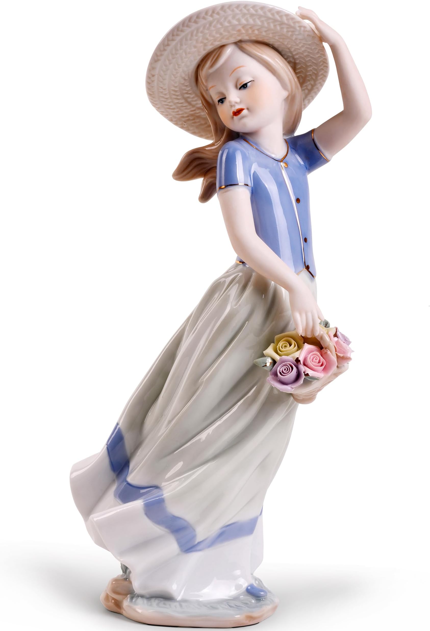 Amazon.com: LLADRÓ Fragrant Bouquet Girl Figurine. Porcelain Girl with ...