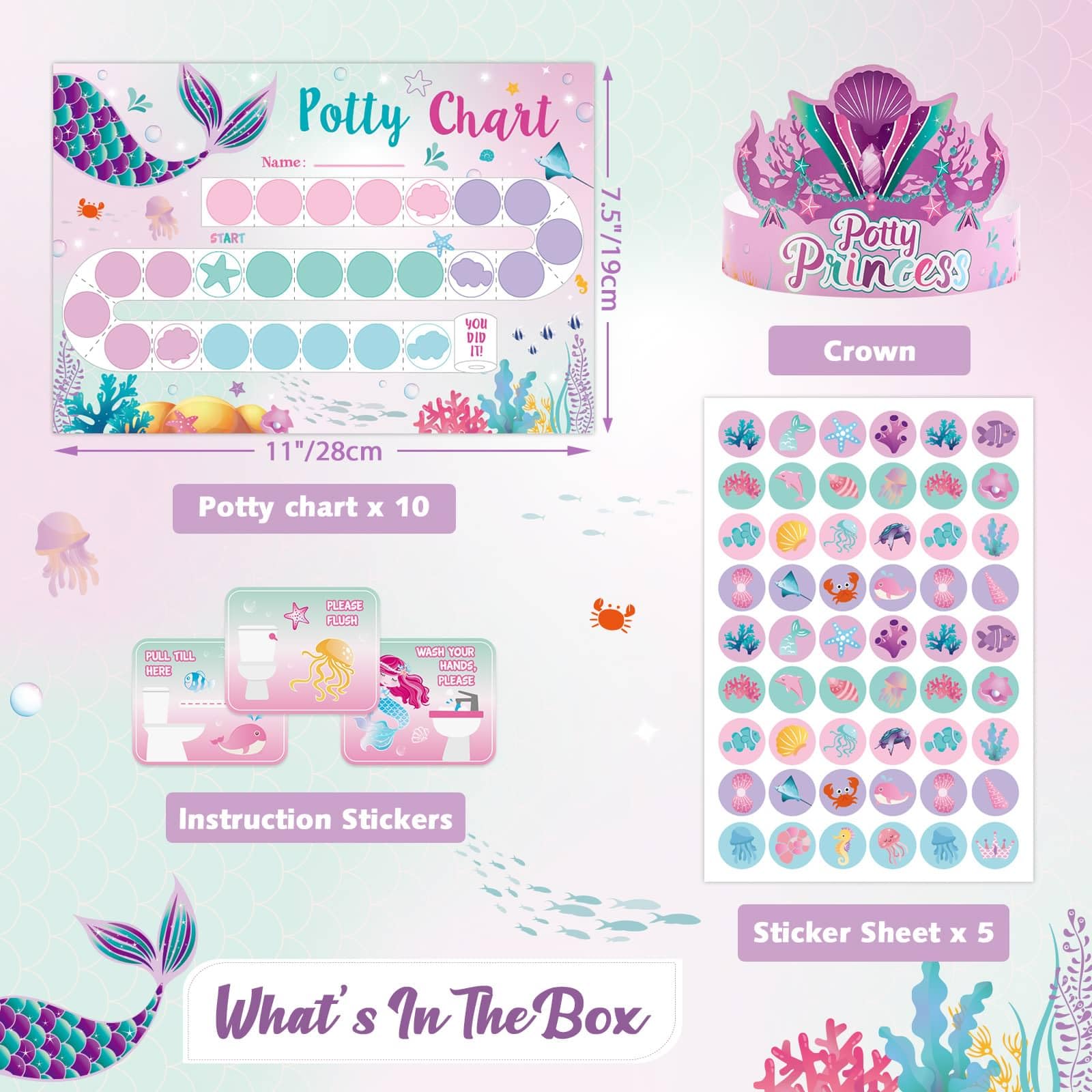 Snapklik.com : Wernnsai Mermaid Toilet Training Reward Chart