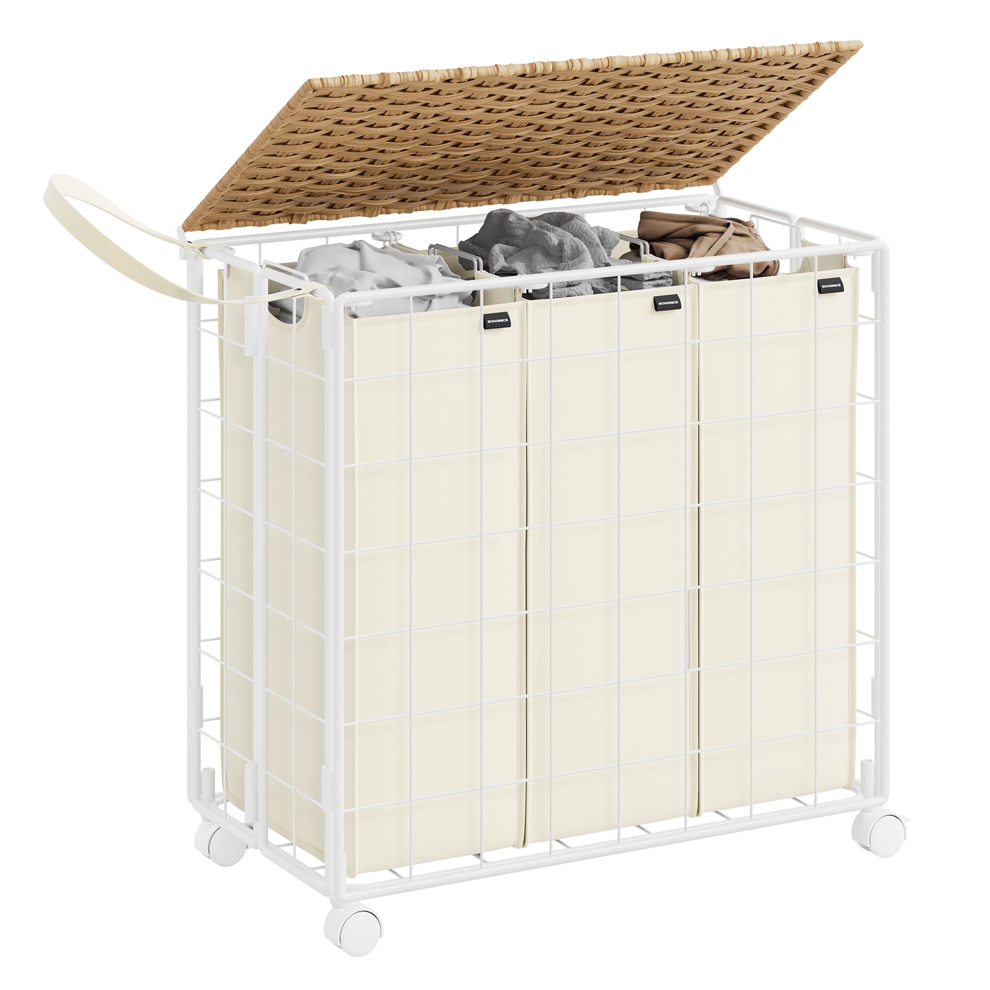 SONGMICS Laundry Hamper, 130L Laundry Basket with Lid, Clothes Hamper ...