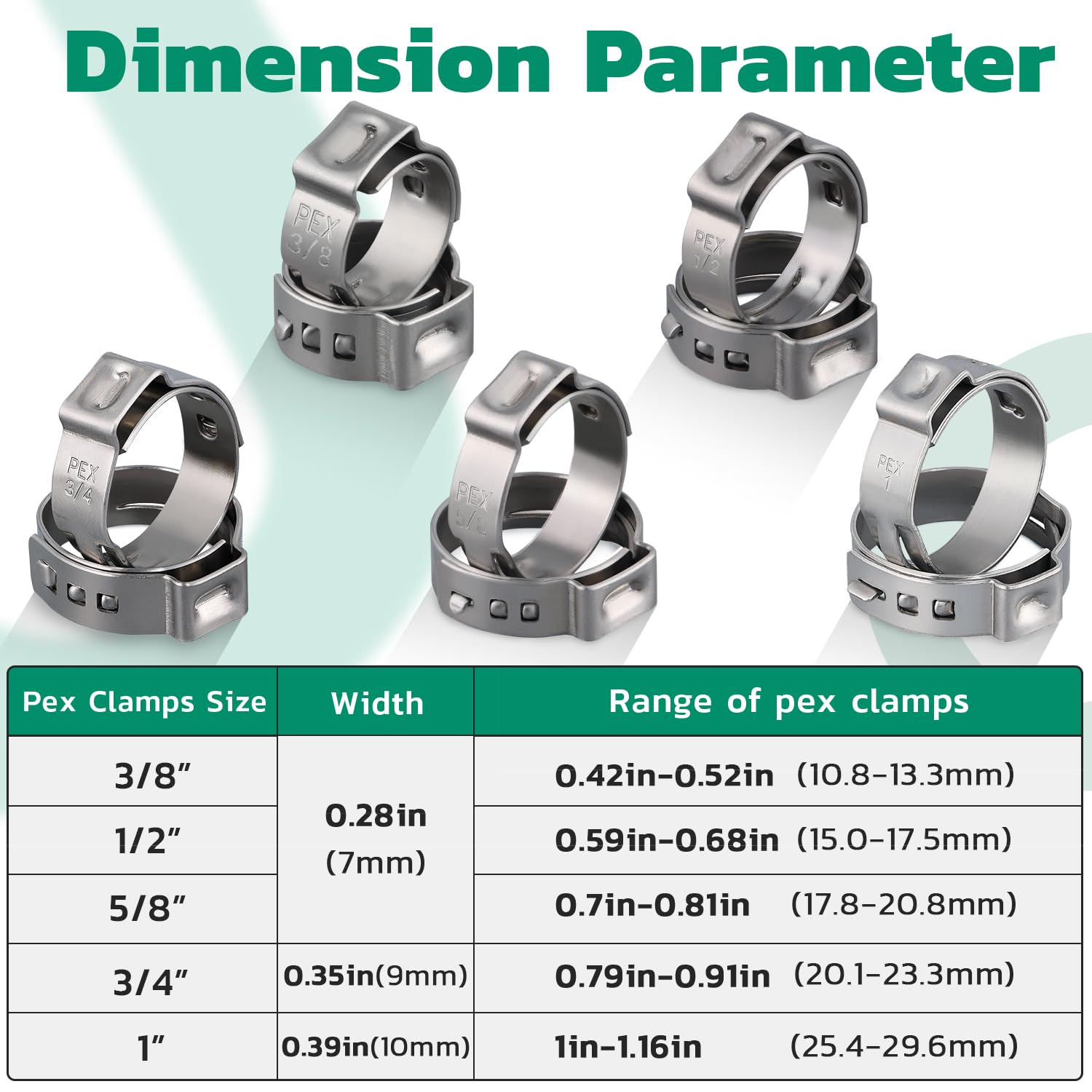 Snapklik.com : 150 Pack 1/2 Inch Pex Clamps,304 Stainless Steel Pex ...