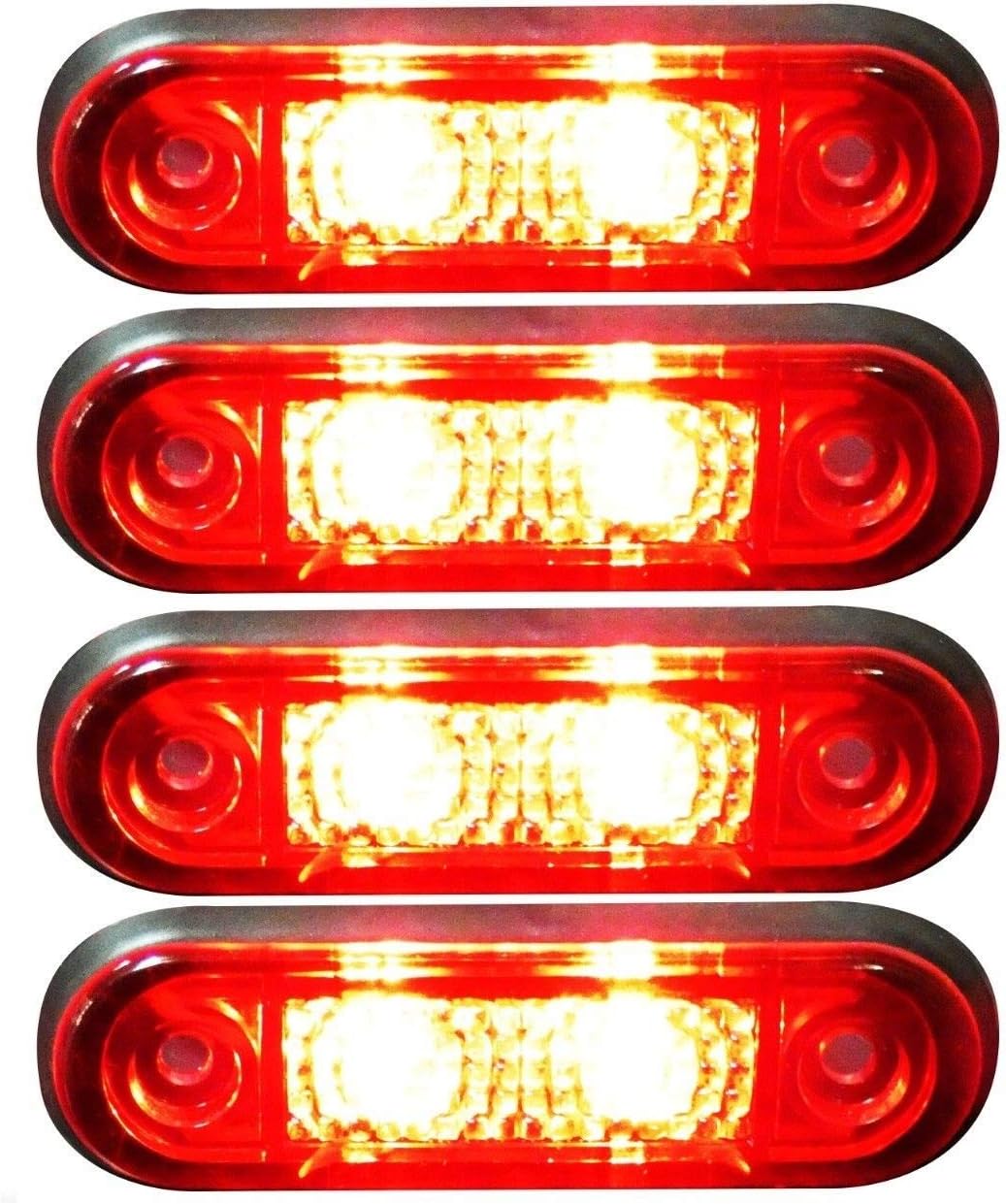flexzon 4x 12v Flush fit red led tail side marker lamps/lights truck ...