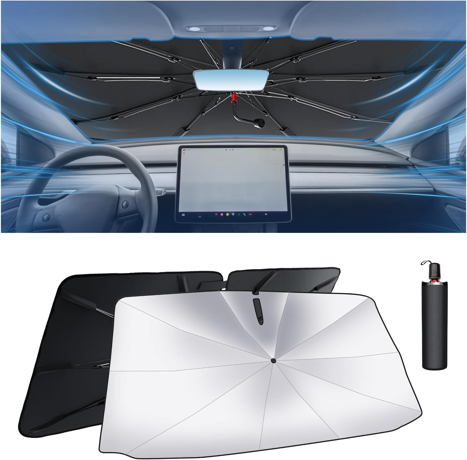 Amazon.com: [2025 Upgrade] Windshield Sun Shade, Foldable Bendable ...