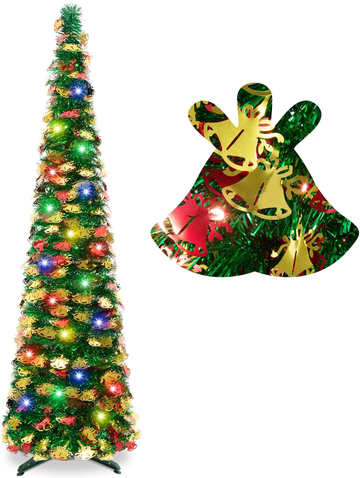 Amazon.com: 5FT Pencil Christmas Tree Green Silver, Pop up Christmas ...