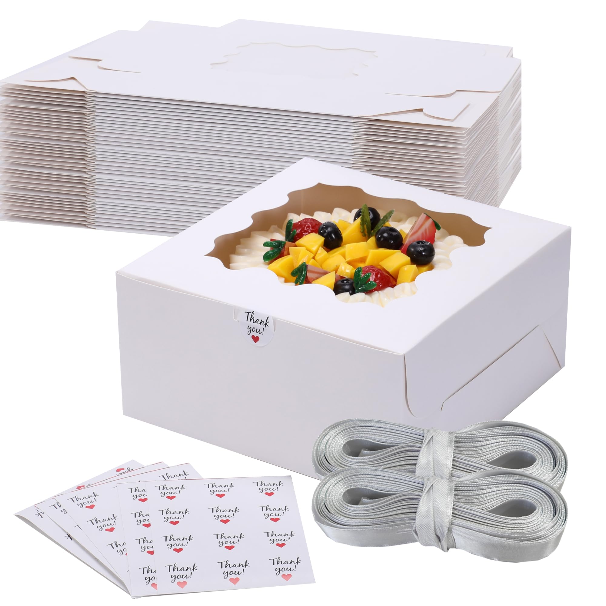 Amazon.com: Momodelli White Bakery Boxes with Window 36pcs 6x6x3 Inches ...