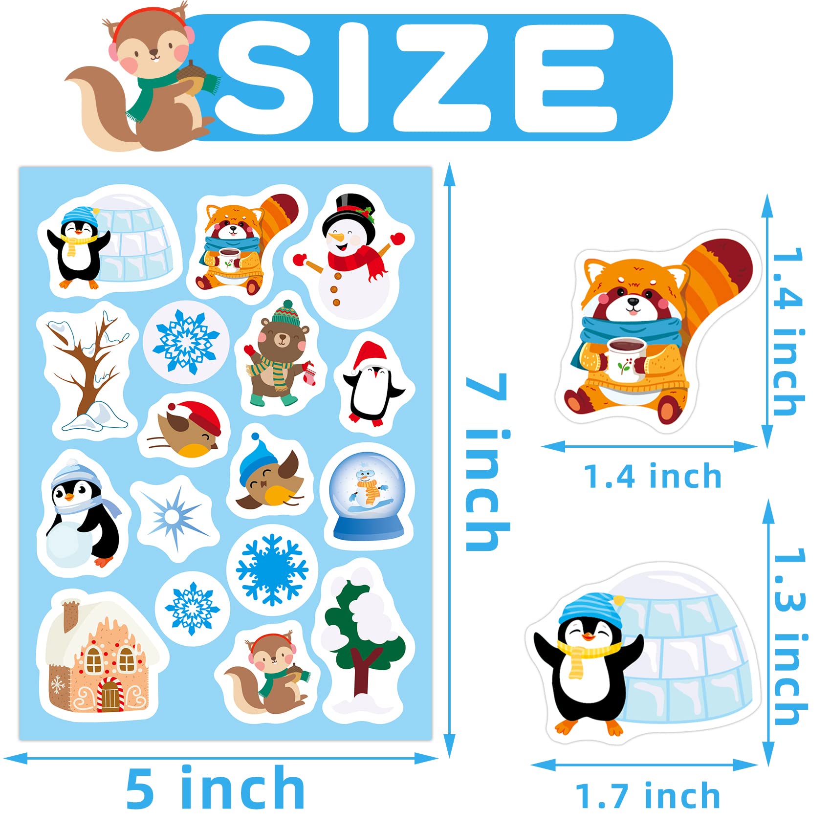 Snapklik.com : Winter Stickers - 30 Sheets Snowman, Snowflake, Penguin ...