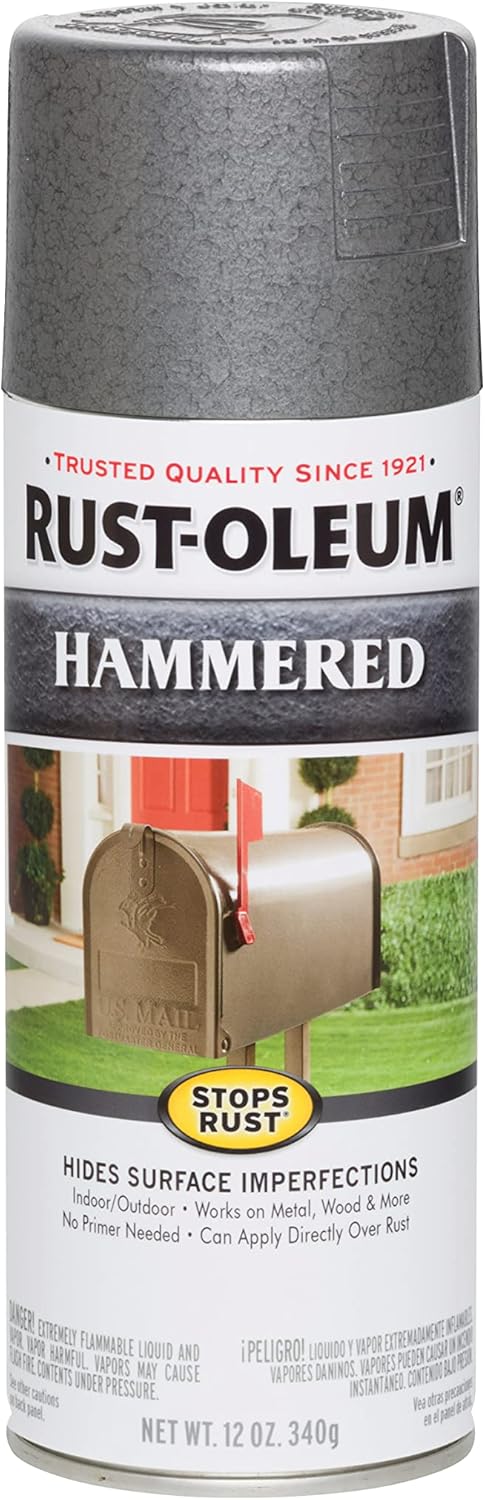 Rust-Oleum 7214830 Stops Rust Hammered Spray Paint, 12 oz, Gray - Spray ...