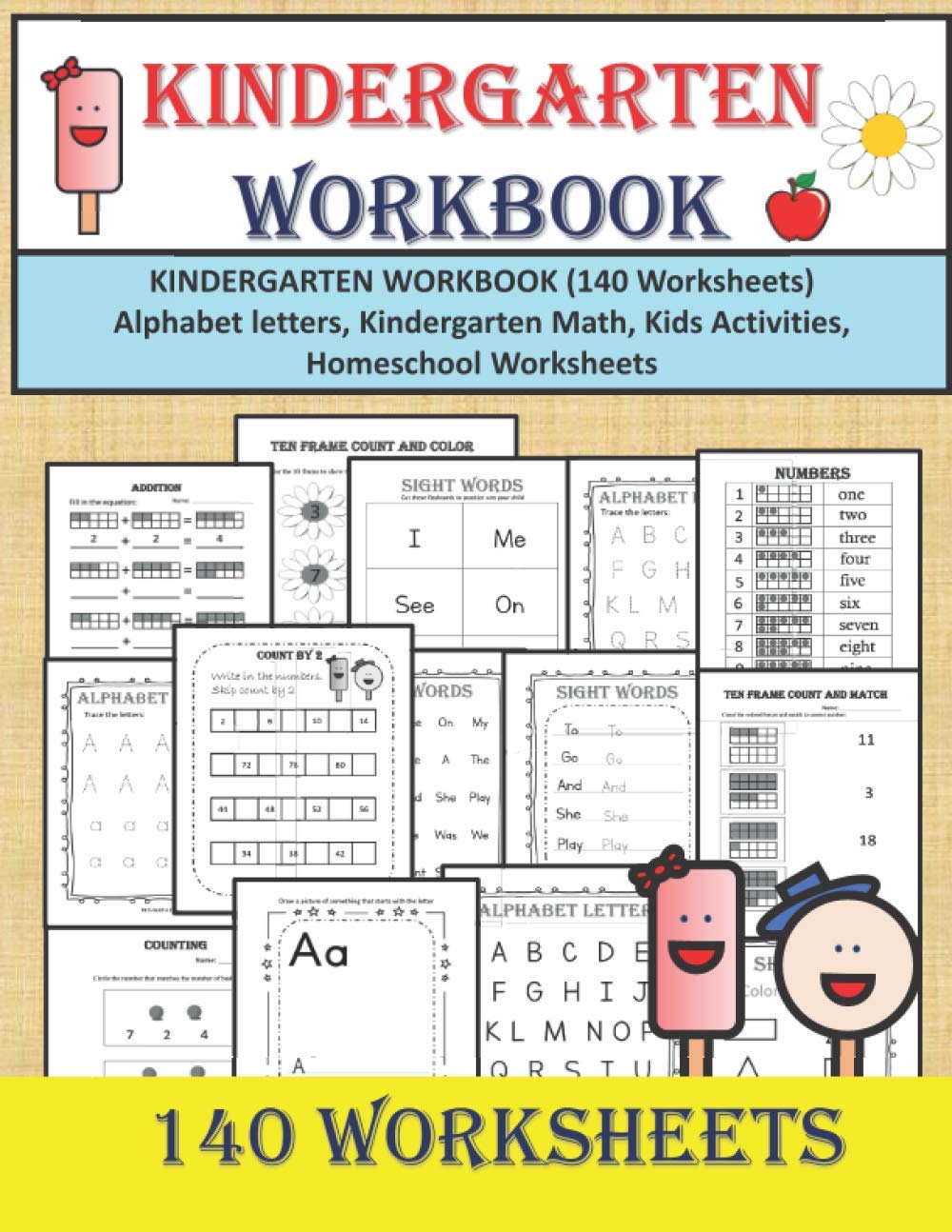 KINDERGARTEN WORKBOOK (140 Worksheets) - Alphabet letters, Kindergarten ...