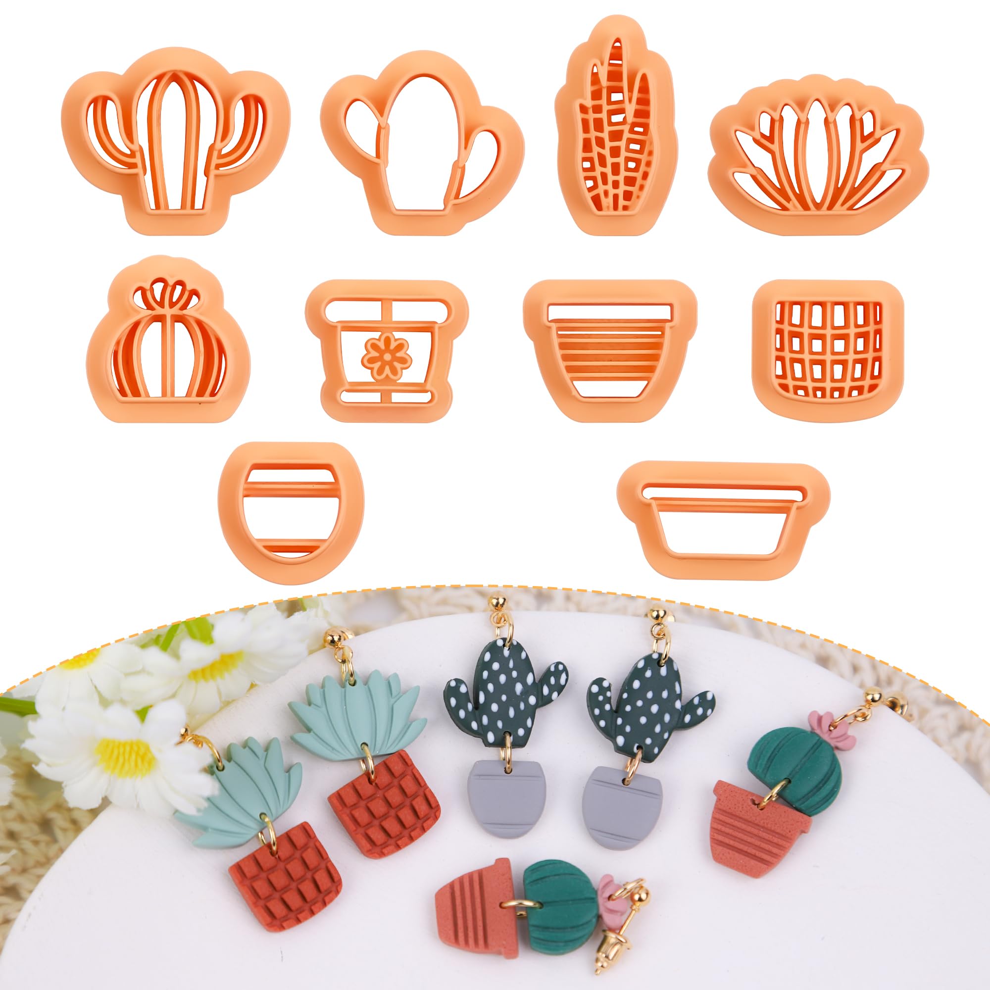 Snapklik.com : Puocaon Potted Plant Clay Cutters - 10 Pcs Cactus ...
