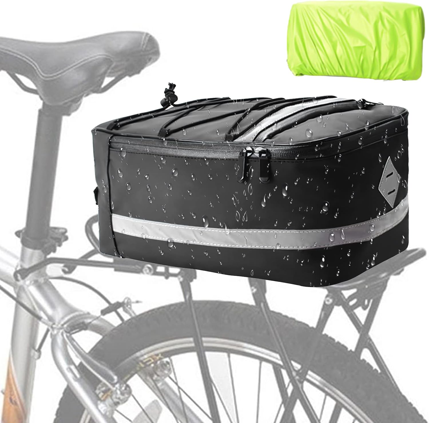 Bike Rear Rack Bag, 8L Bike Pannier Bag, Waterproof Reflective Bicycle ...