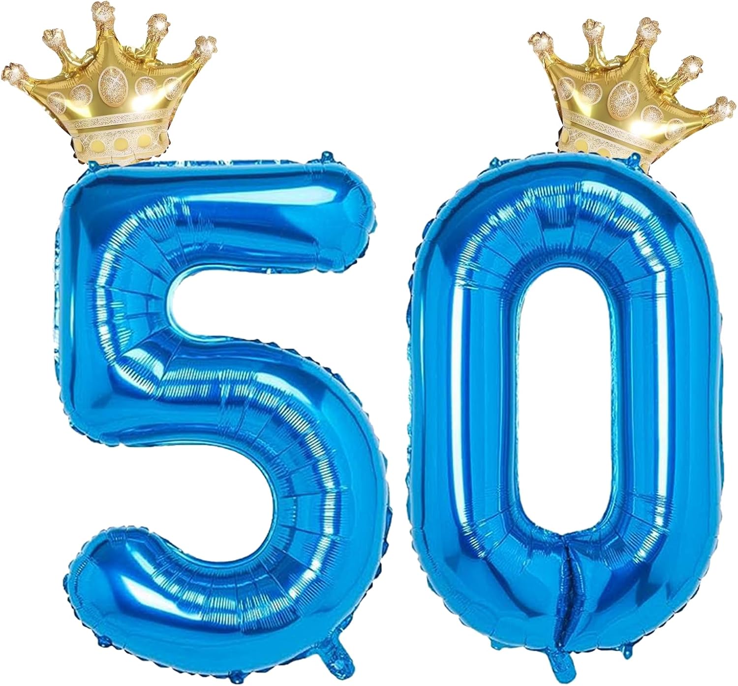 Amazon.com: 50 Number Balloon Blue 40 inch Big Foil Crown Helium 50th ...