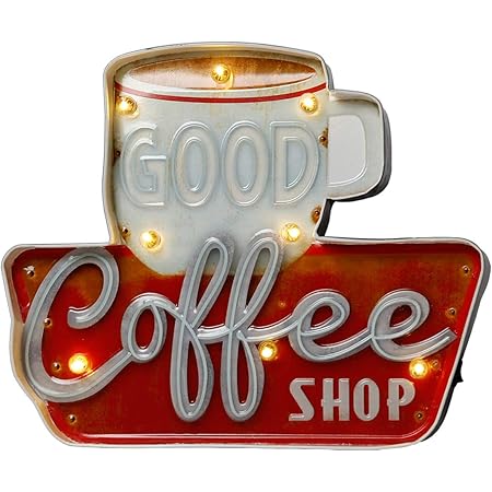 Amazon.com: VerRich Metal Coffee Light up Sign Wall decor Nostalgic ...