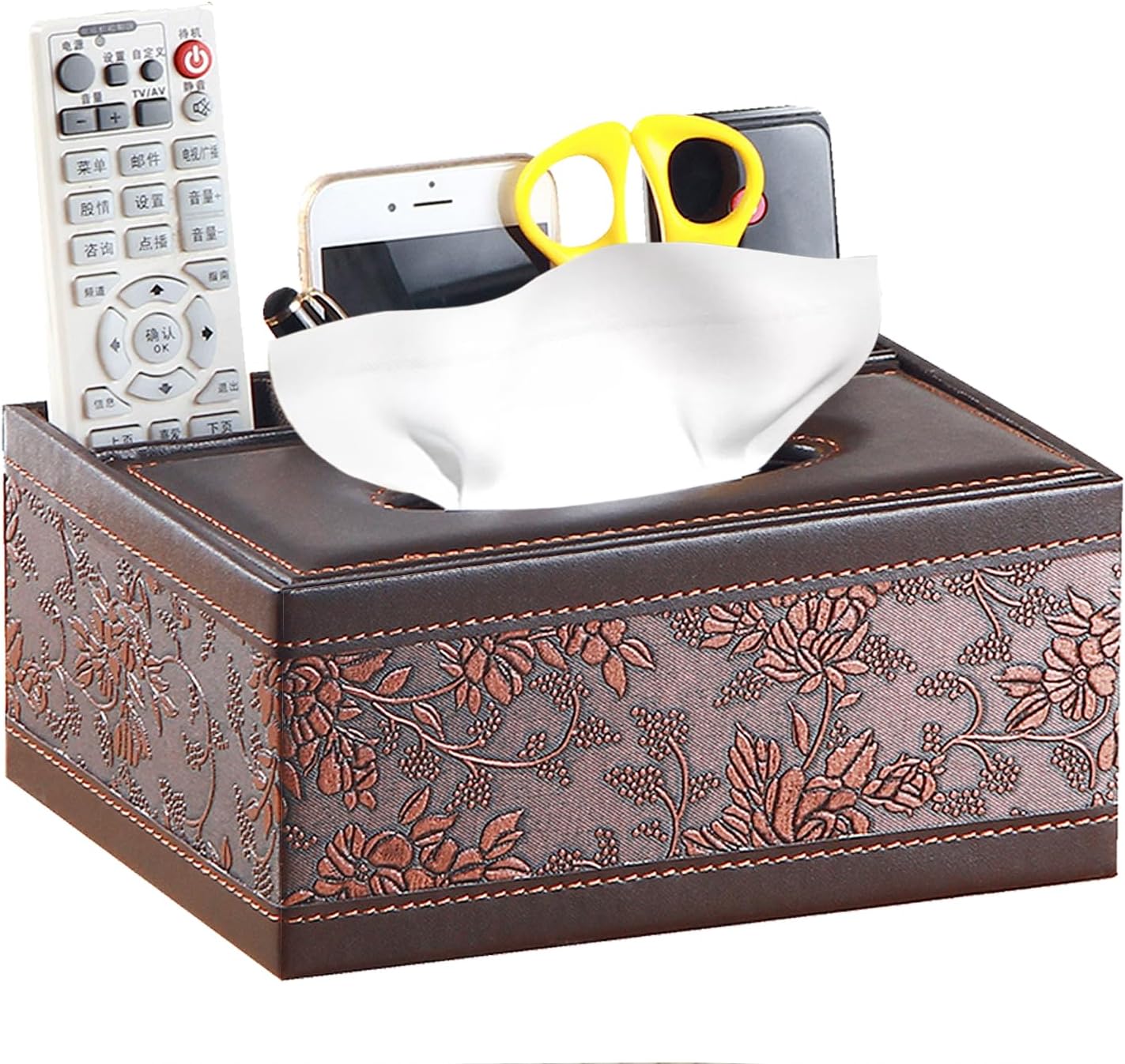 Amazon.com: PU Leather Tissue Box Cover - Multifunctional Tissue Box ...