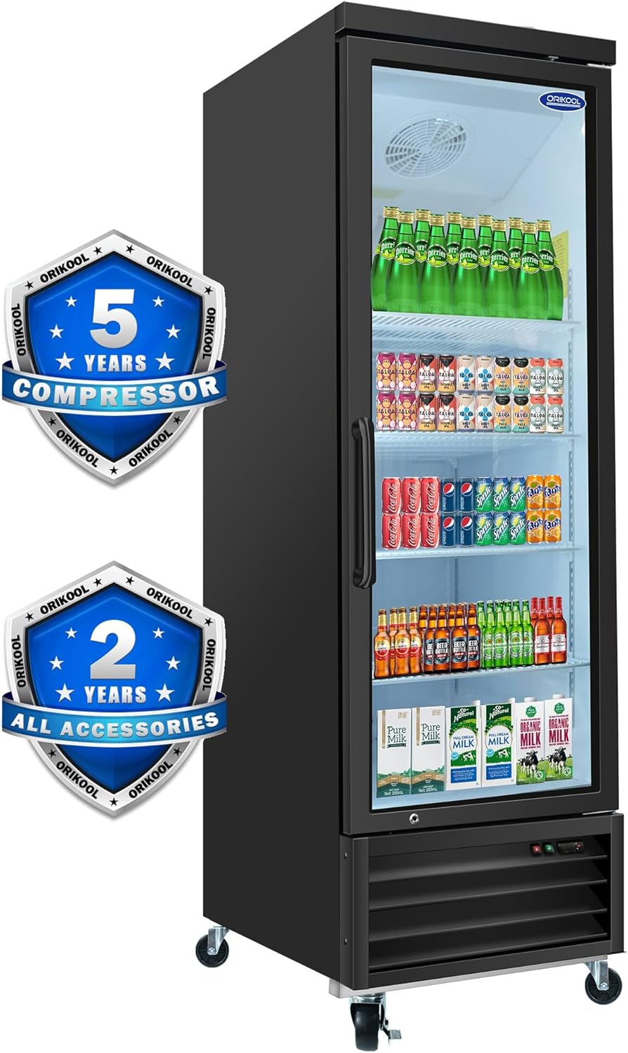 Amazon.com: ORIKOOL 27" Single Swing Glass Door Beverage Refrigerator ...