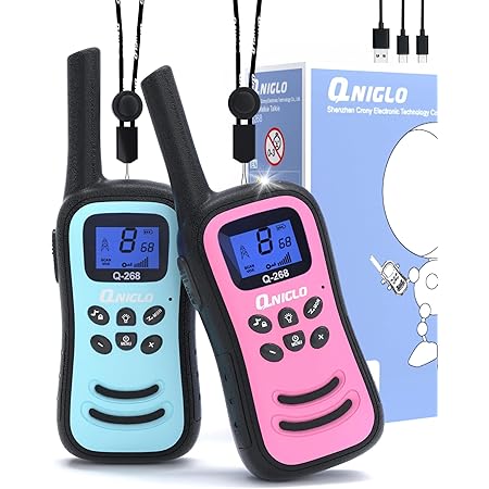 QNIGLO Q268 Walkie Talkie Kinder Aufladbar, Walkie Talkies Große Reichweite mit 8 PMR Kanäle ...