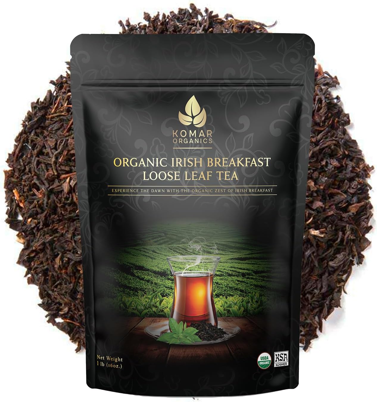 Amazon.com : Komar Organics Irish Breakfast Tea – 16Oz USDA Organic ...